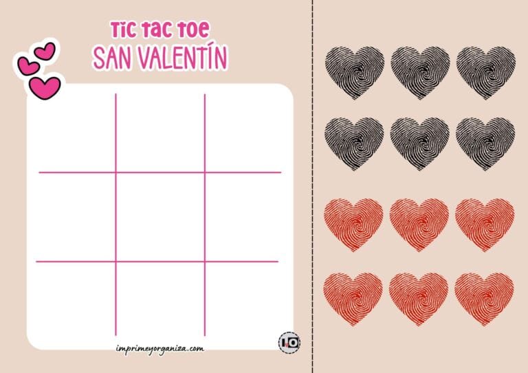 Tres en Raya de San Valentín en PDF [GRATIS]